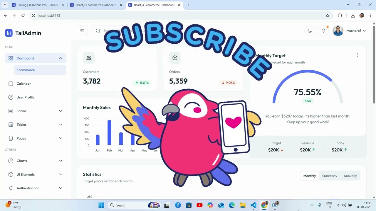 TailAdmin React Dashboard — Free Tailwind Admin Template Setup | Dashboard & UI with Ajay