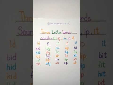 Three letter words start sound with id ig in IP it