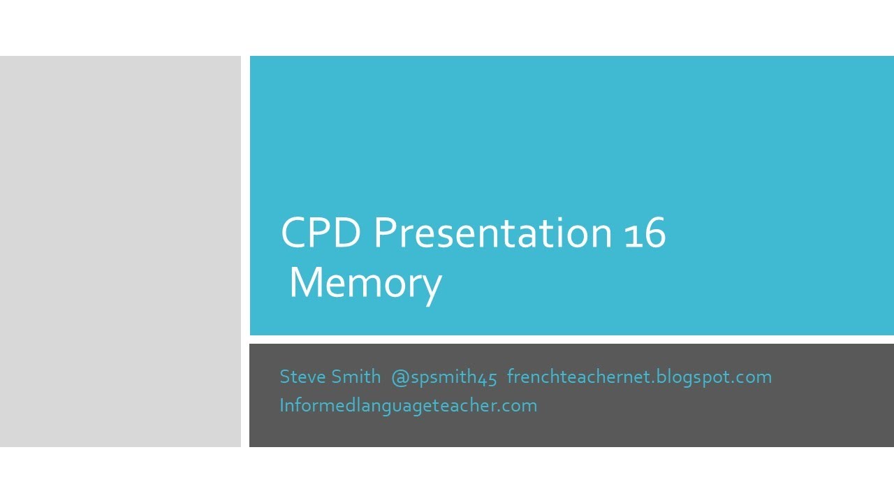 Second language teaching CPD 16 Memory