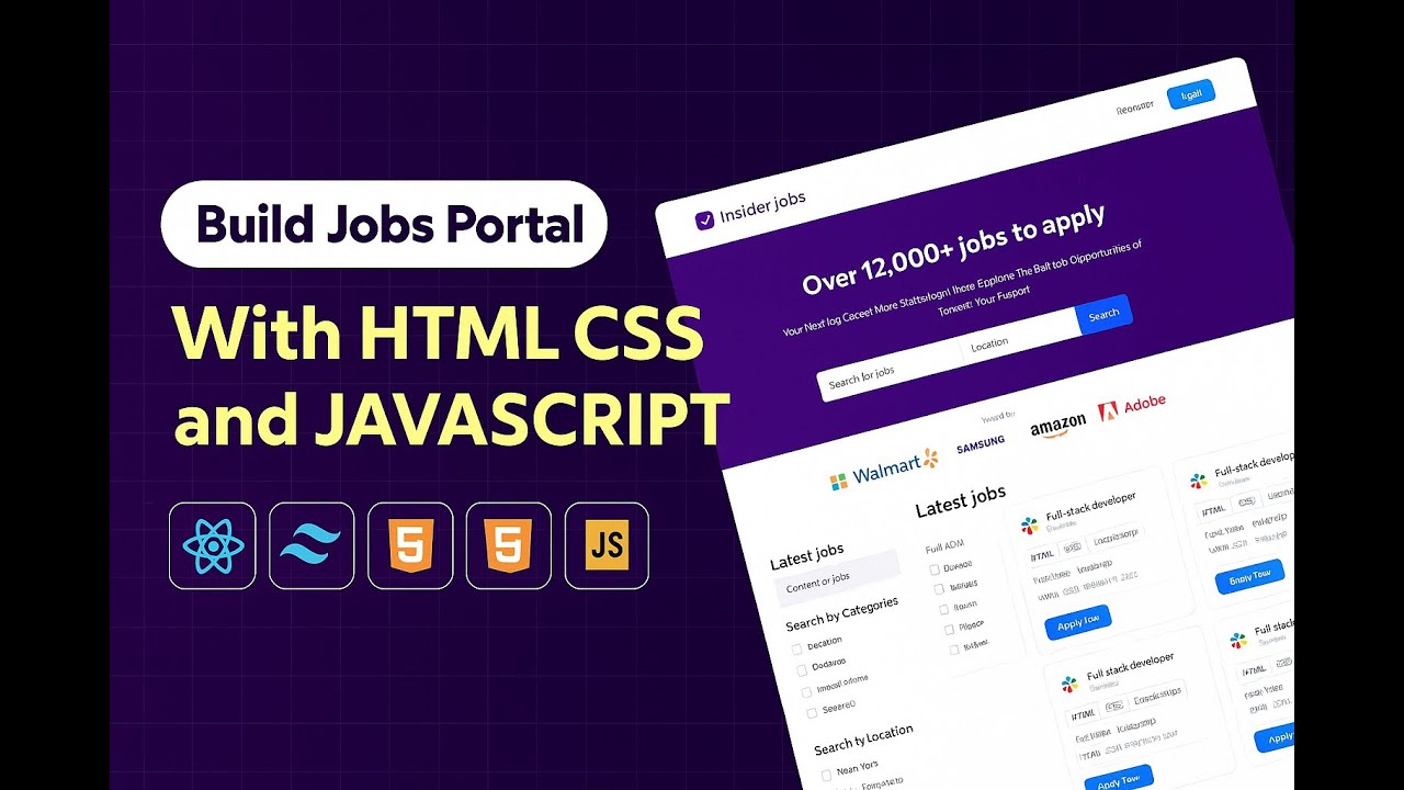 Build a Complete Job Portal Website in 1 Hour | HTML, CSS & JavaScript Project (Free Source Code)