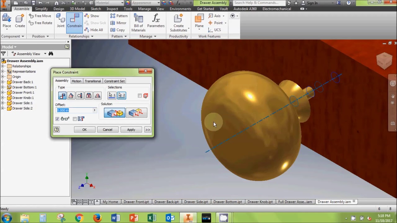 Assembly Basics in Autodesk Inventor 2017