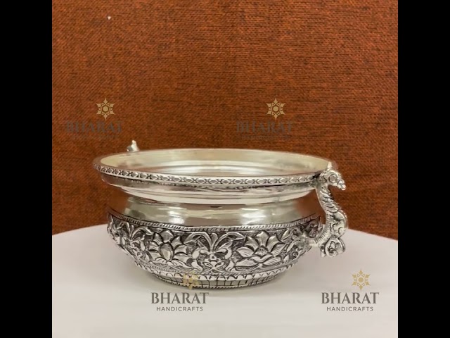 Metal Urli - Antique silver plated peacock handle urli small ...