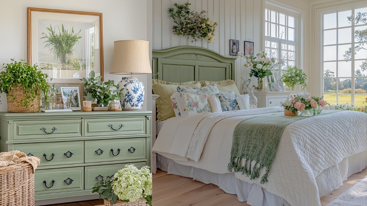 Beautiful Farmhouse Cottage 2025 | Rustic Romance Green Decor & Cozy Makeover Ideas