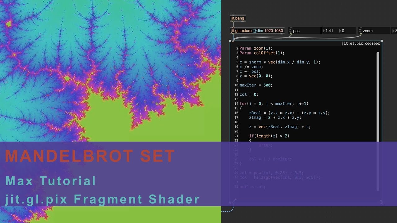 Mandelbrot Set in Max/MSP (jit.gl.pix Tutorial)