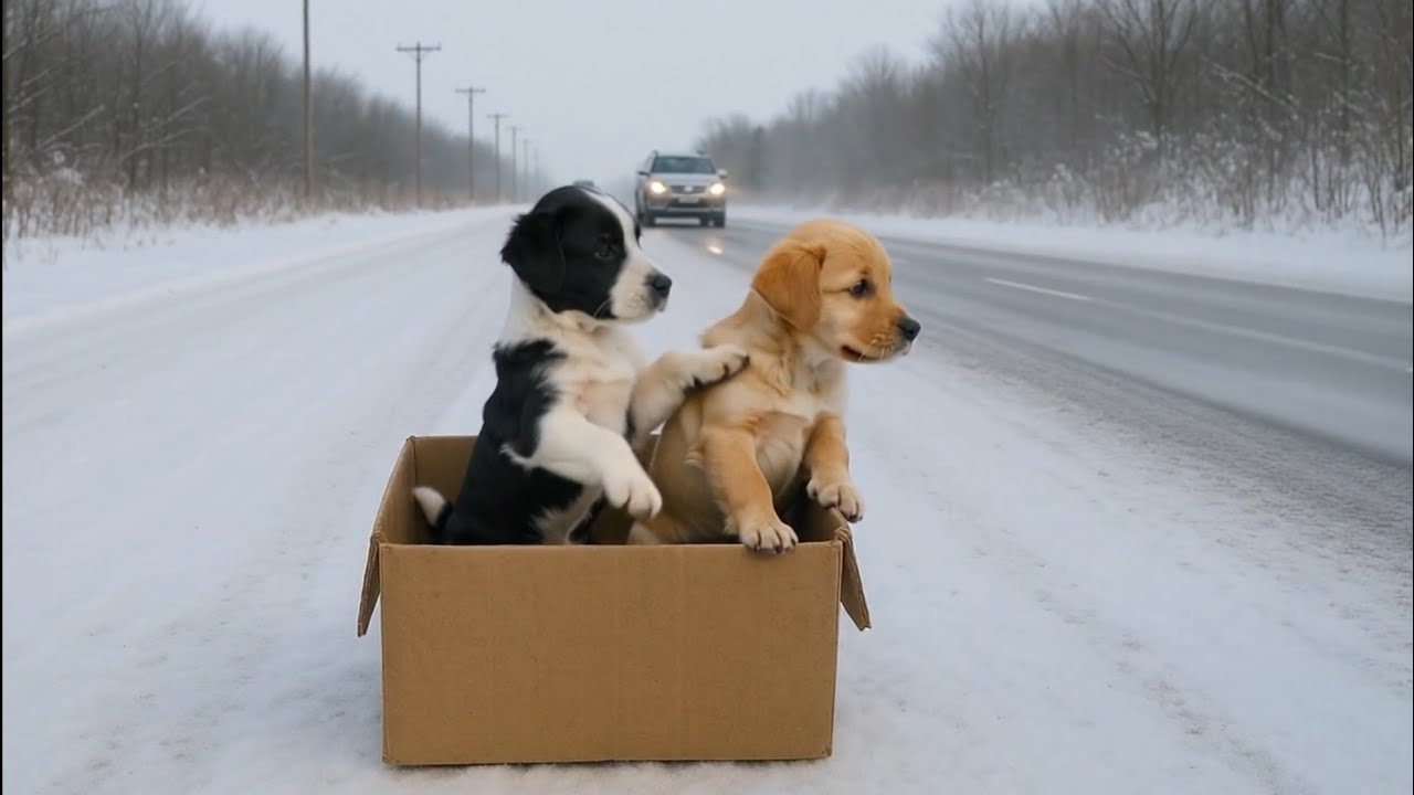 Abandoned Puppies in a Cardboard Box… Until an Old Lady Stopped Her Car