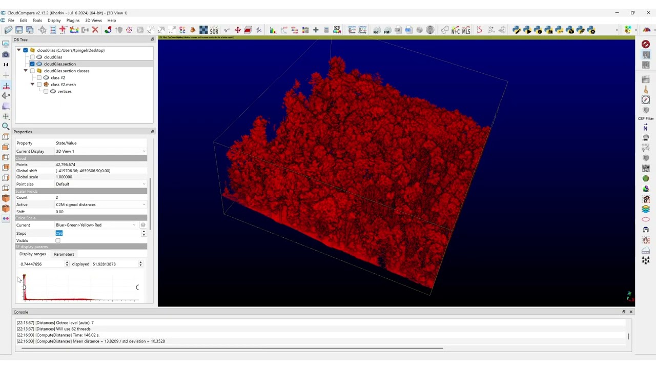 Normalized Relative Point Density with CloudCompare and ArcGIS Pro