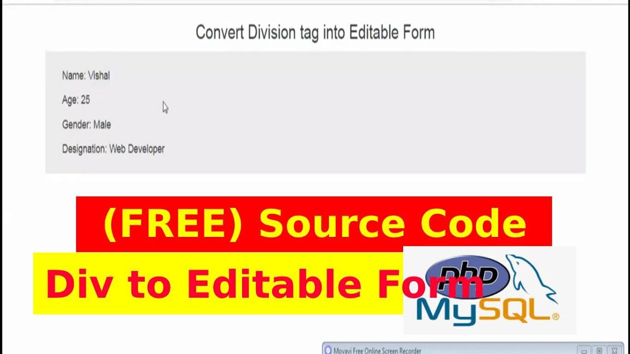 Convert Div to Editable Form - PHP/MYSQL-AJAX