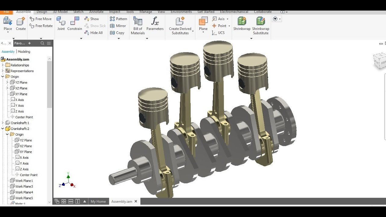 Video Tutorial: engine assembly and motion with Autodesk Inventor (fourth part)