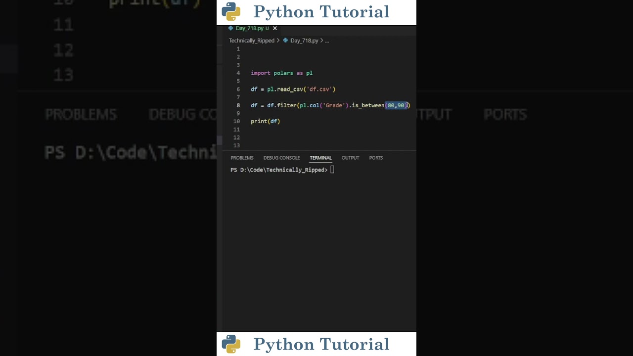 Filter Between Two Values in Polars | Python Tutorial