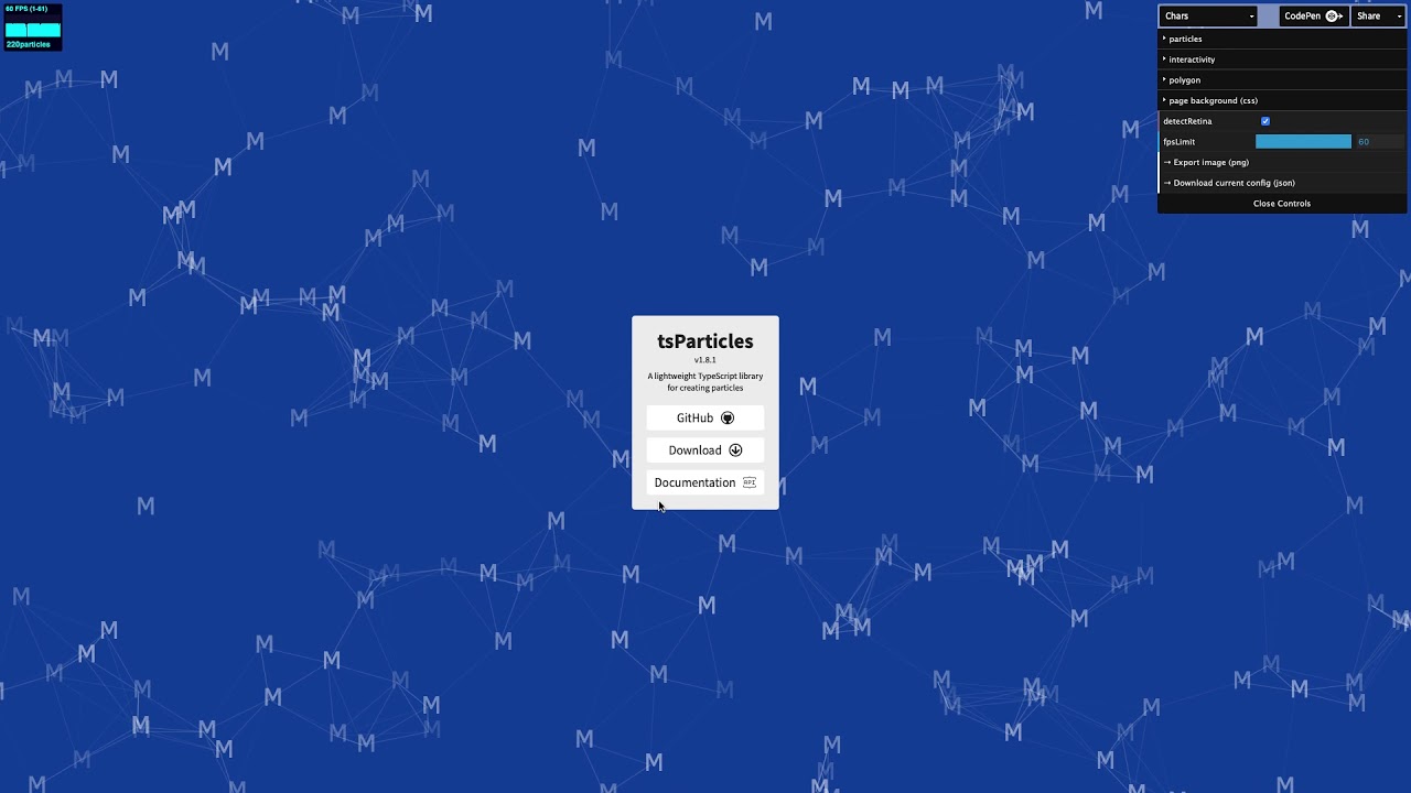 tsParticles - Characters particles