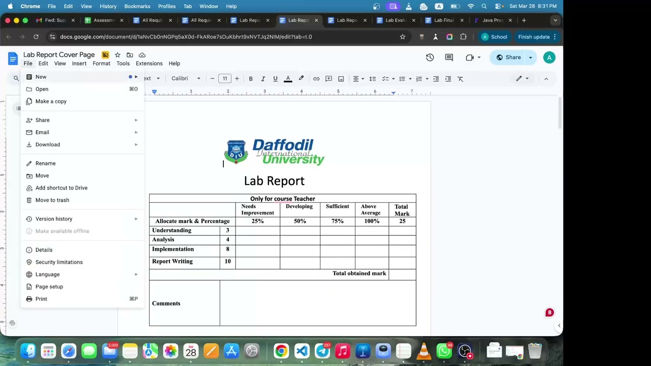 OOP Lab Report Instructions English 2026 03 28 20 29 38