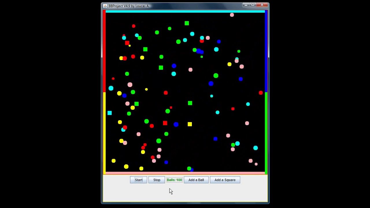 Bouncing Balls with Square Obstacles (Java)