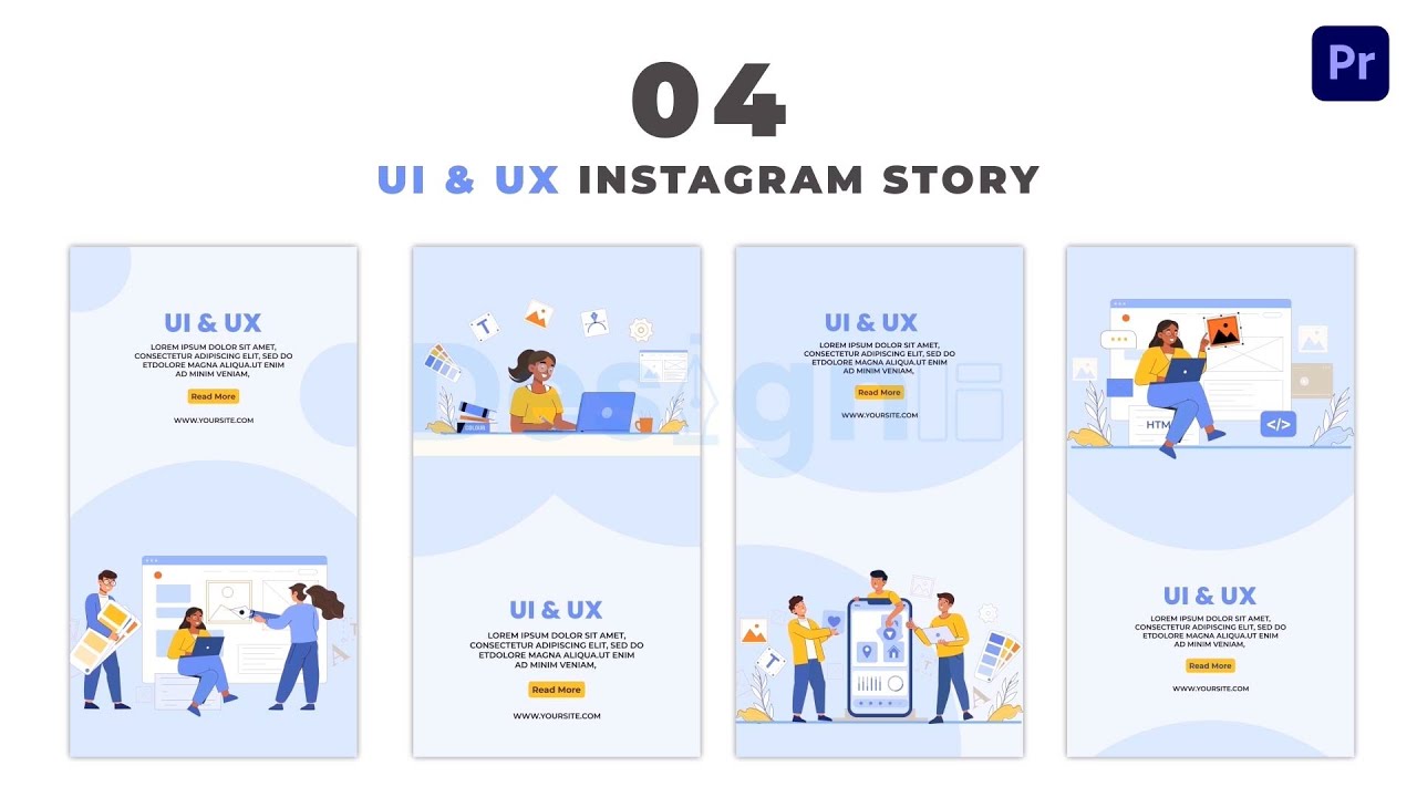 UI and UX Design Flat Vector Instagram Story Premiere Pro Template