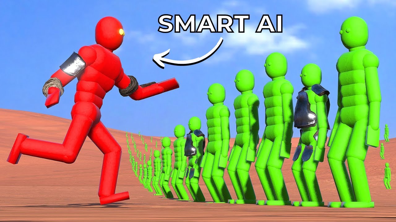 Smart AI Trains to Fight an NPC Ragdoll Army! (with active ragdoll physics)