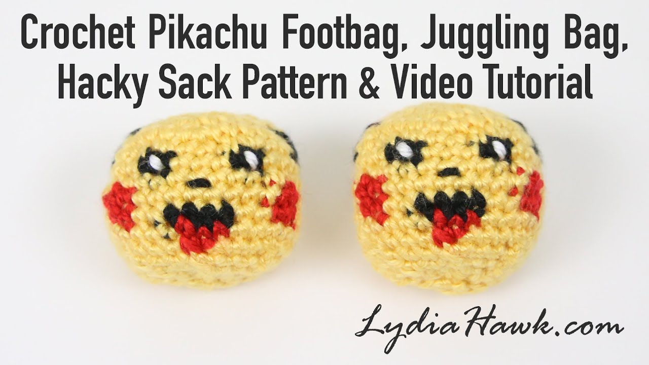 Crochet Pikachu Footbag / Hacky Sack / Juggling Bag Pattern for Sale