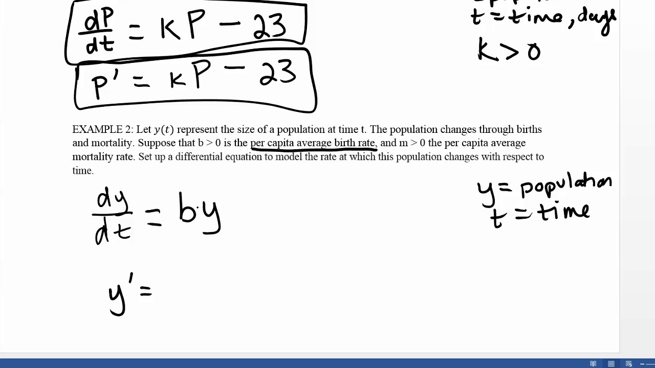 MATHEMATICAL MODELING  SETTING UP A DIFFERENTIAL EQUATION