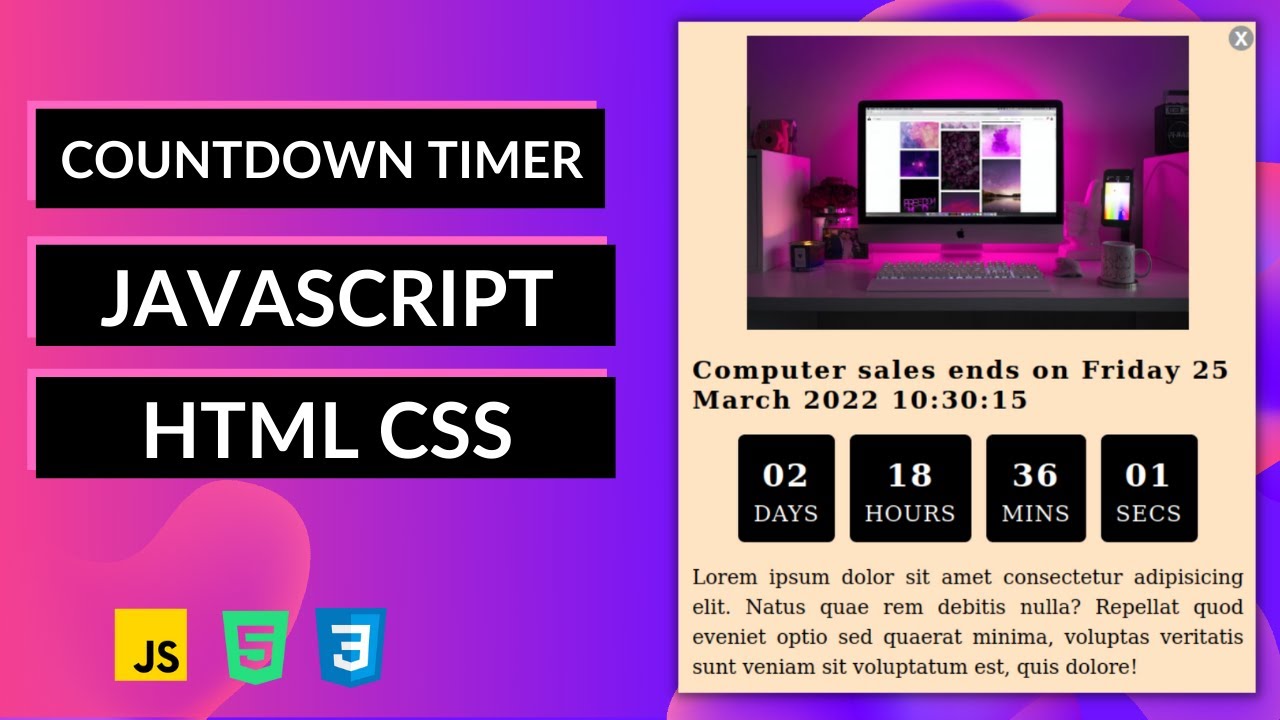 BUILD COUNTDOWN TIMER WITH JAVASCRIPT HTML CSS