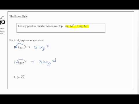 logarithmic expressions the power rule