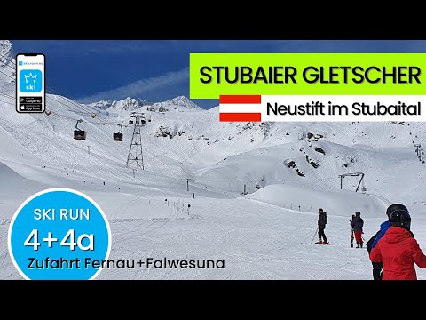 Stubai Gletscher Austria / ski run 4+4a - Zufahrt Fernau + Falwesuna, short video 55"