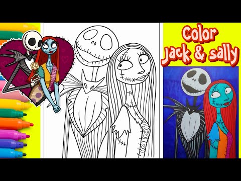 Coloring Jack & Sally The Nightmare Before Christmas |Halloween Coloring Page🎃#halloween