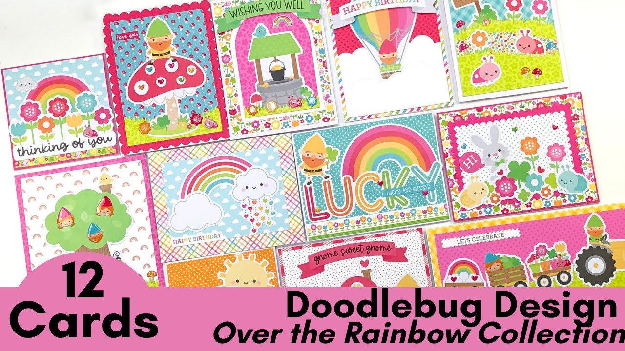 12 Cards | Doodlebug Design Over the Rainbow Collection