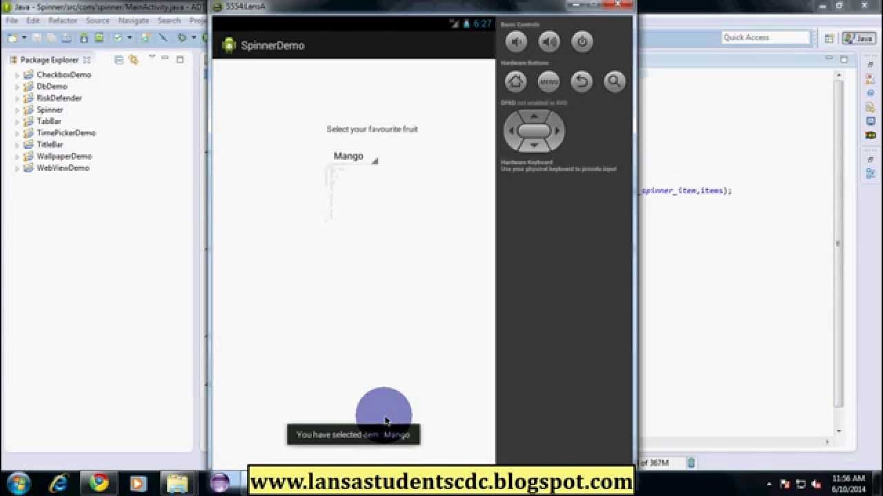 Basic Implementation in Android on Spinner