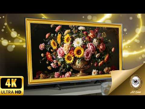 Golden Bloom | Vintage Floral Art in 4K | Luxury Gold Frame TV Screensaver