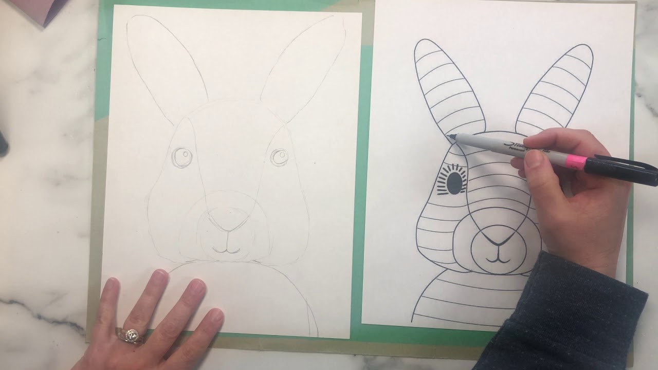 ZENTANGLE BUNNY STEP 1 AND 2