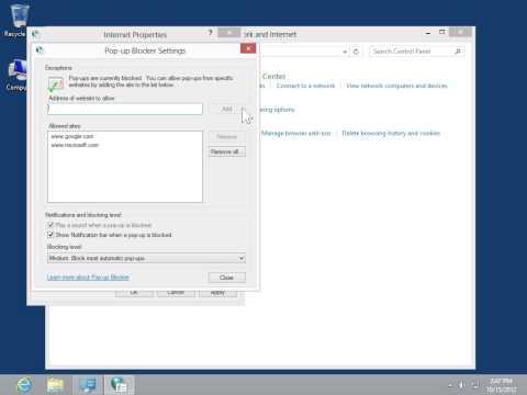 Windows 8.0 Professional - Configure the Pop Up Blocker