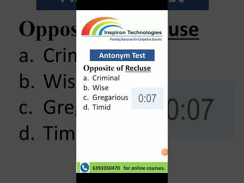 Opposite of Recluse | Antonyms Exercises |Vocabulary Exercises by Garima | Inspiron Technologies