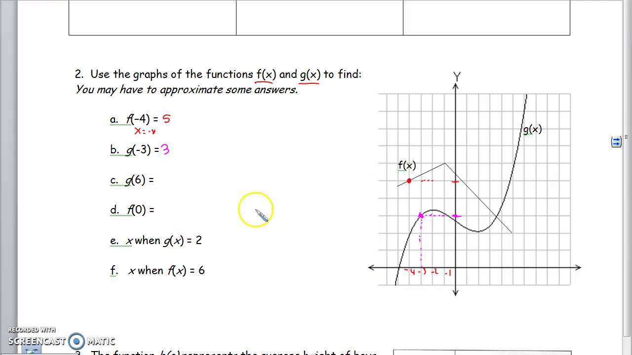 Functions and Function Notation Quiz Review #1 4
