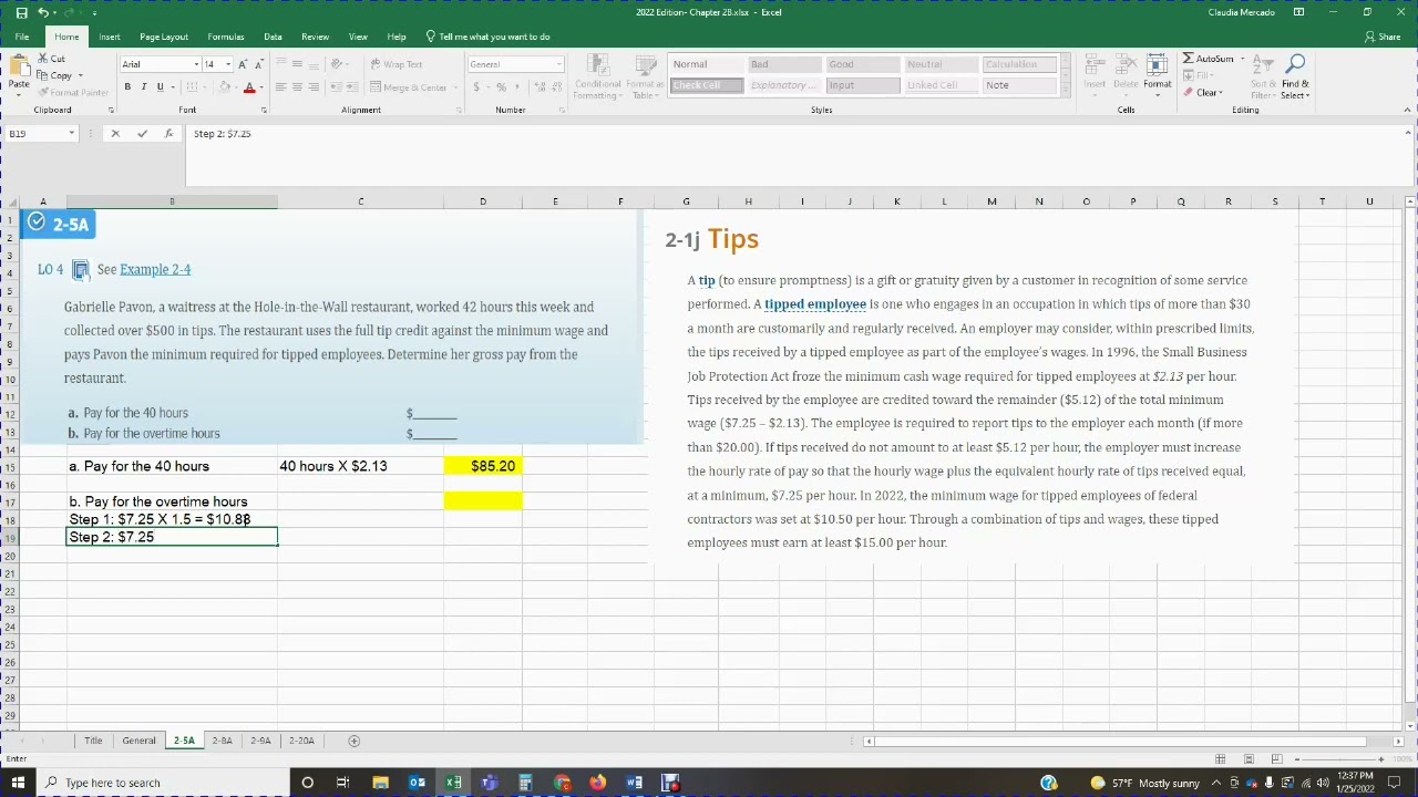 Payroll 2022- Problem 2-5A