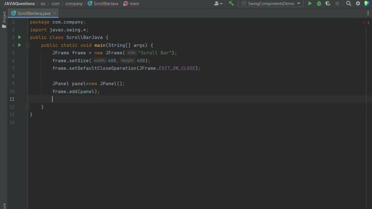 ADDING SCROLLBAR USING JAVA SWING