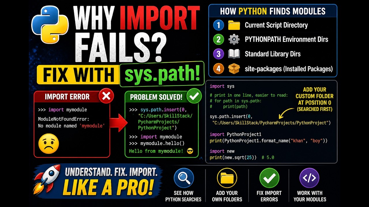 Python sys.path Explained | How Python Finds Modules (Fix Import Errors!)