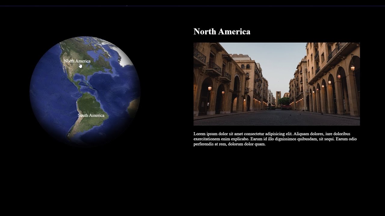Globe explore with html css js