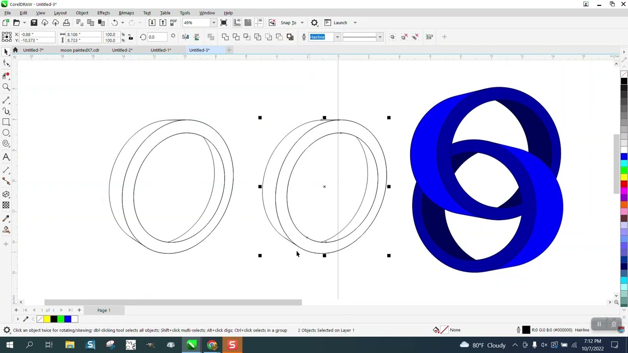 Corel Draw Tips & Tricks 3D interlocking rings Part 3