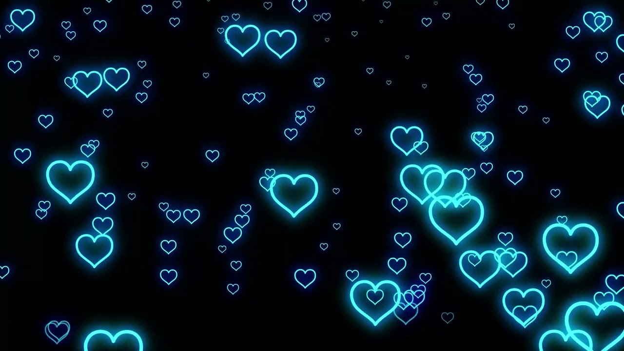 Teal Blue Neon Light Hearts Flying💜Heart Background Video Loop [4 Hours] 4K Animated Background