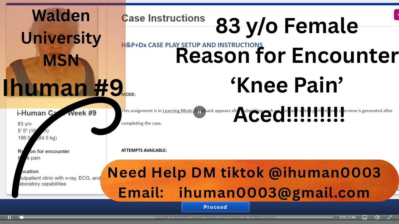 Walden MSN ihuman #9 83 y/o female reasons for encounter 