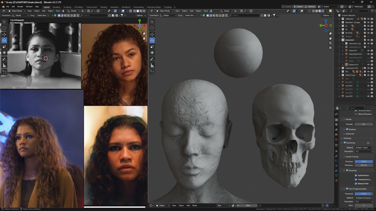 Studying Blender 3D: Likeness sculpt practice #2