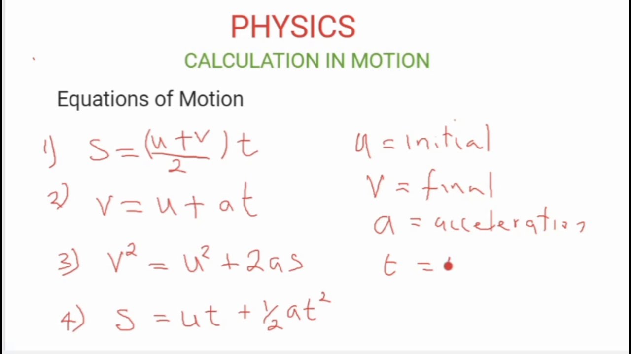 CALCULATIONS IN MOTION - PHYSICS