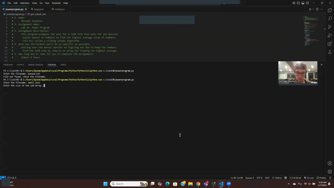 W13 Lab: Power Program