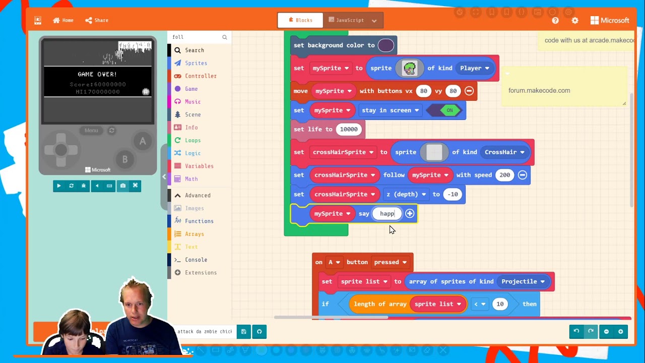 Maker Camp LIVE! Microsoft MakeCode Arcade