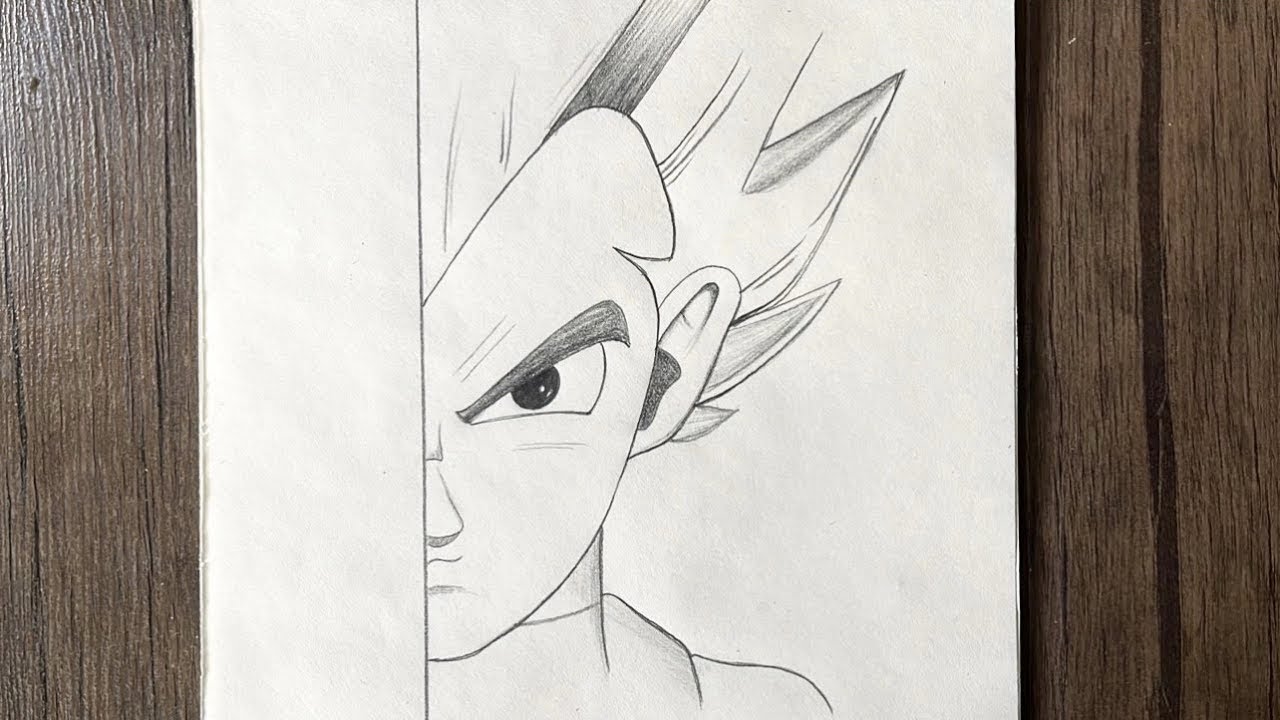 how to draw Vegeta SSJ step by step | Vegeta half face drawing | easy drawing for beginners