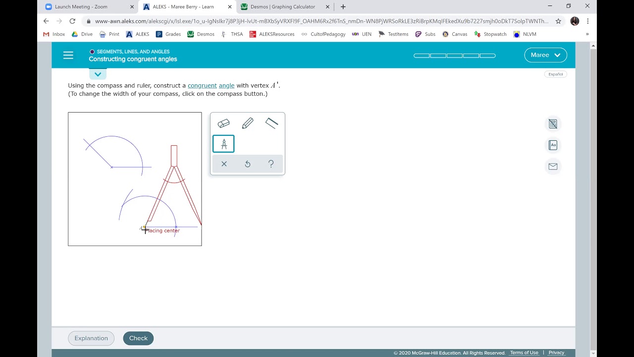 Constructing congruent angles