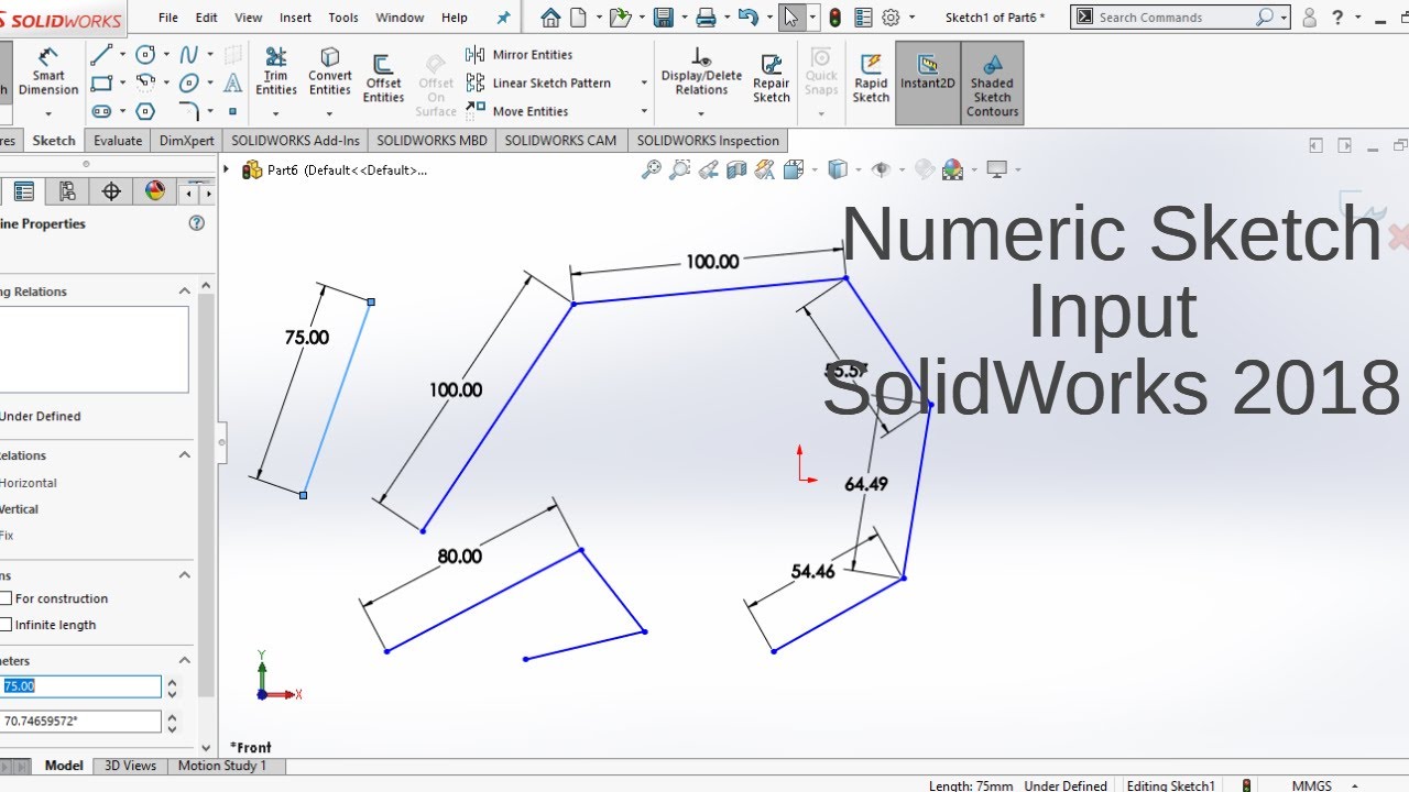 SolidWorks 2018 Tutorial For Beginners _ Numeric Sketch Input
