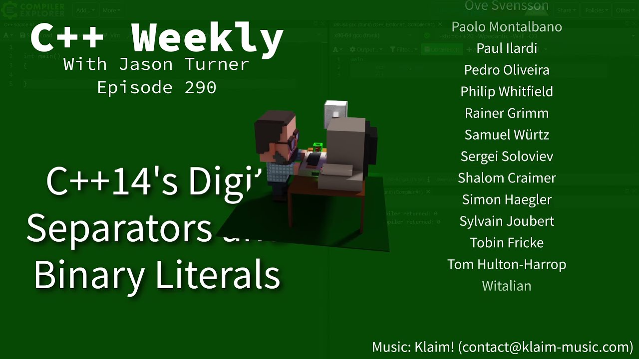 C++ Weekly - Ep 290 - C++14's Digit Separators and Binary Literals
