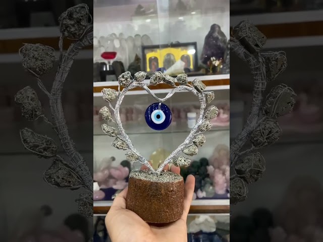 Pyrite Crystal Anklet & Peru Pyrite Heart shape Tree with Evil eye ...
