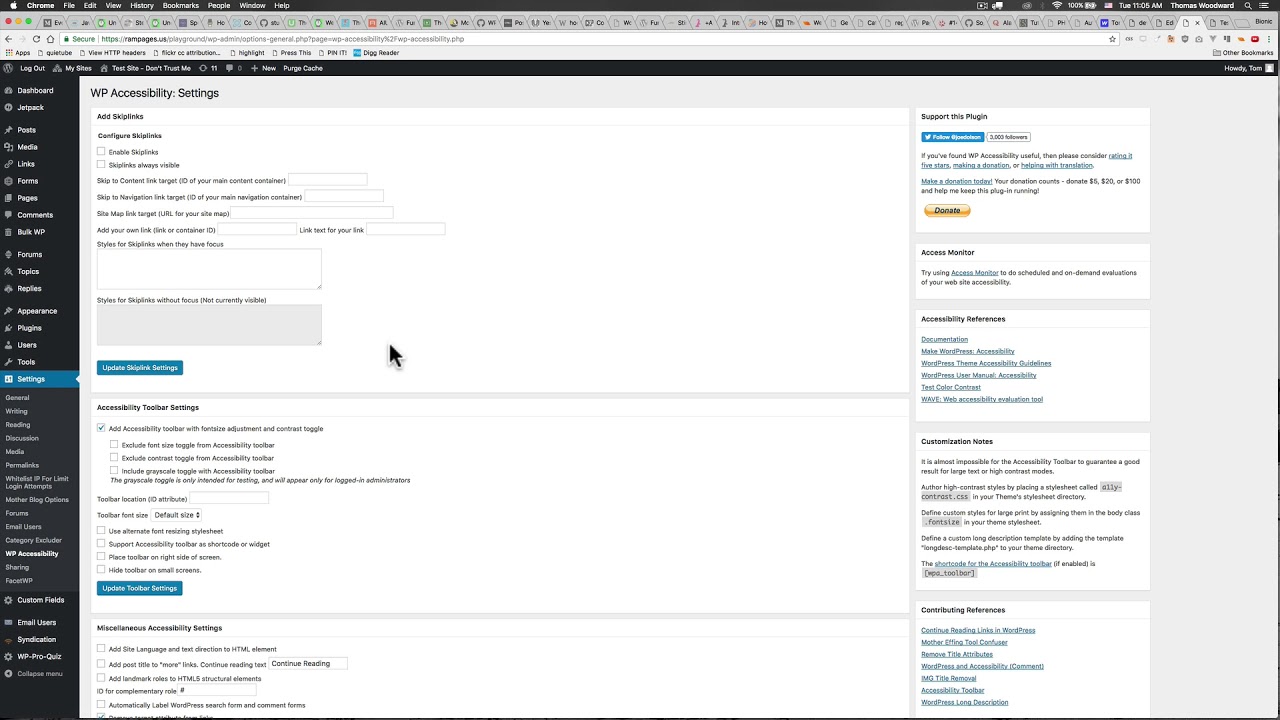 WP Accessibility Plugin Activation