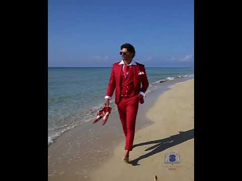 Red satin cotton tailored fit italian fashion groom suit Model 2816 Ottavio Nuccio Gala