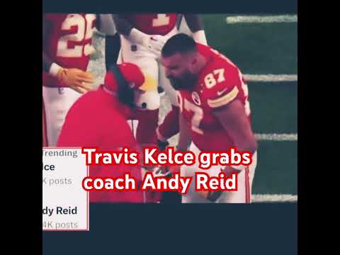 Travis Kelce grabs coach Andy Reid superbowl #traviskelce #andyreid